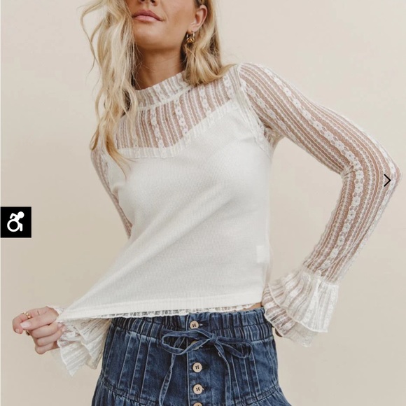 bohme | Tops | Bohme White Lace Long Sleeve Blouse | Poshmark